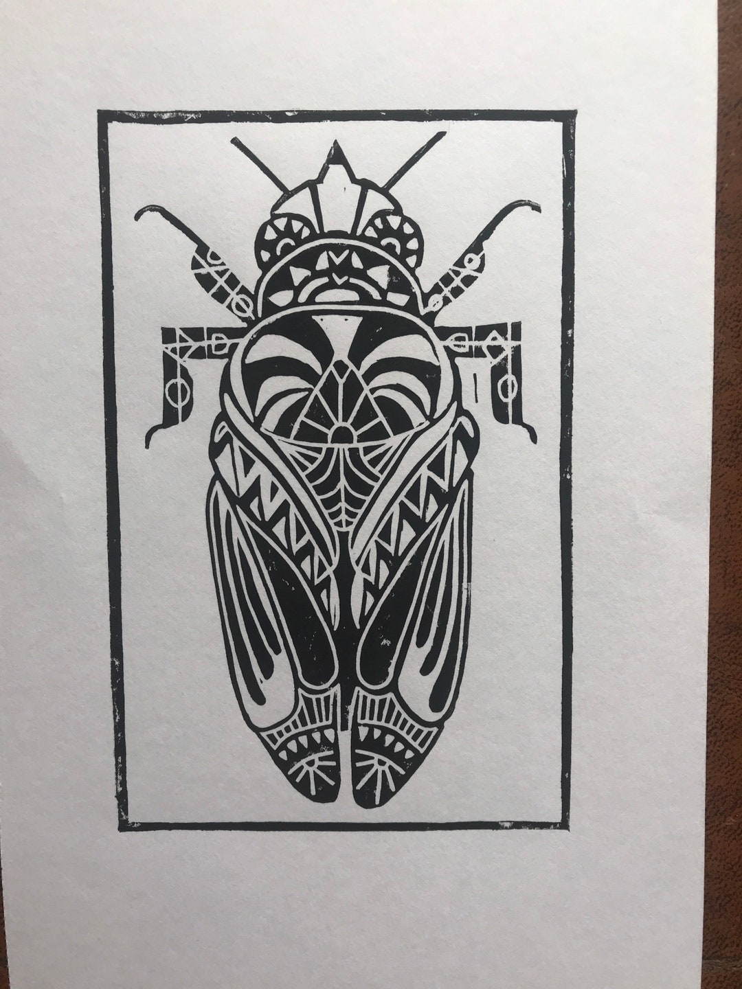 Lino Print Bug Art Deco Bug Illustration Hand Carved, Hand Printed Lino ...