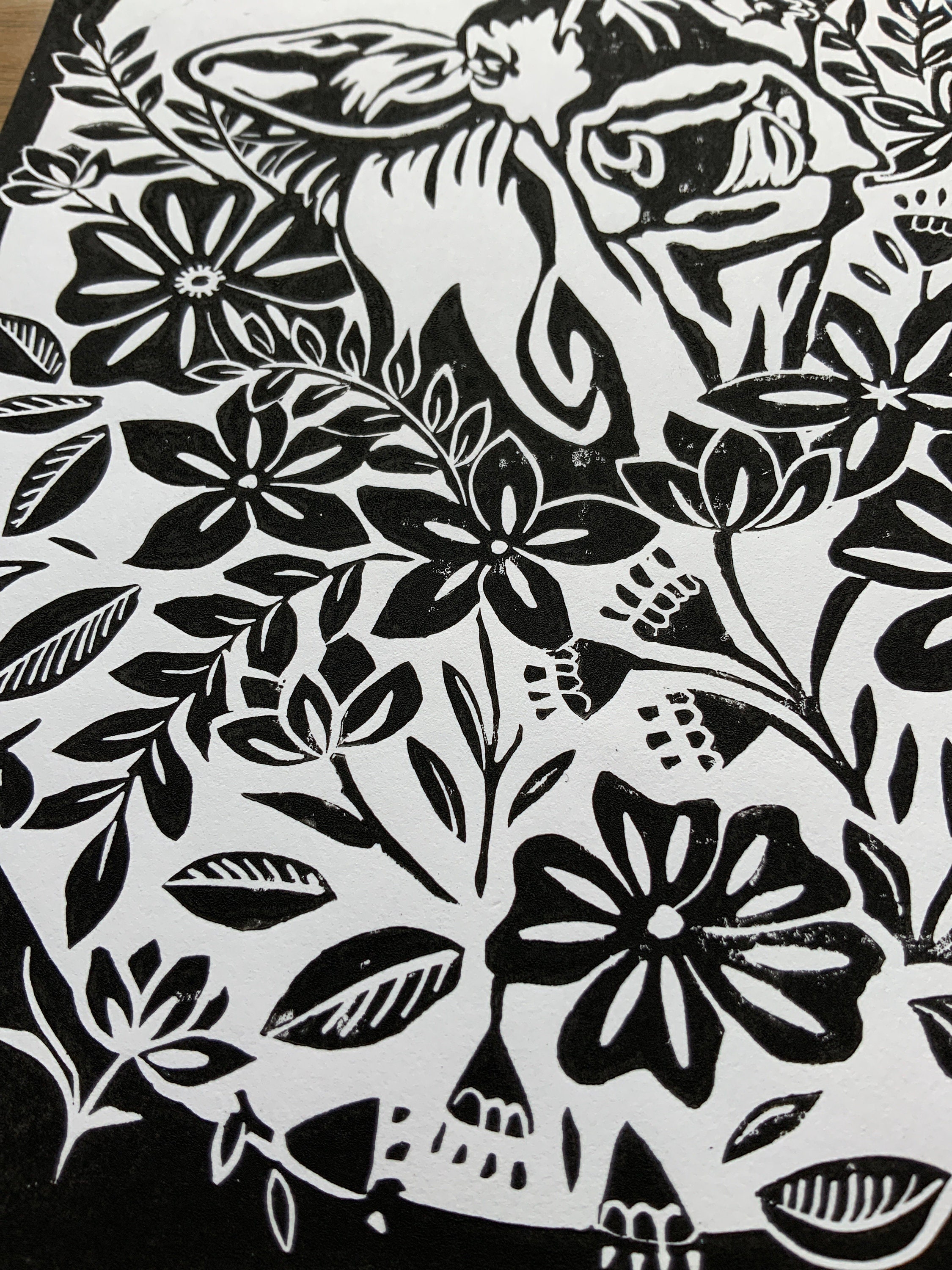 Cow Lino Print Daisy Cow. Hand Carved, Hand Printed Lino. Cow ...
