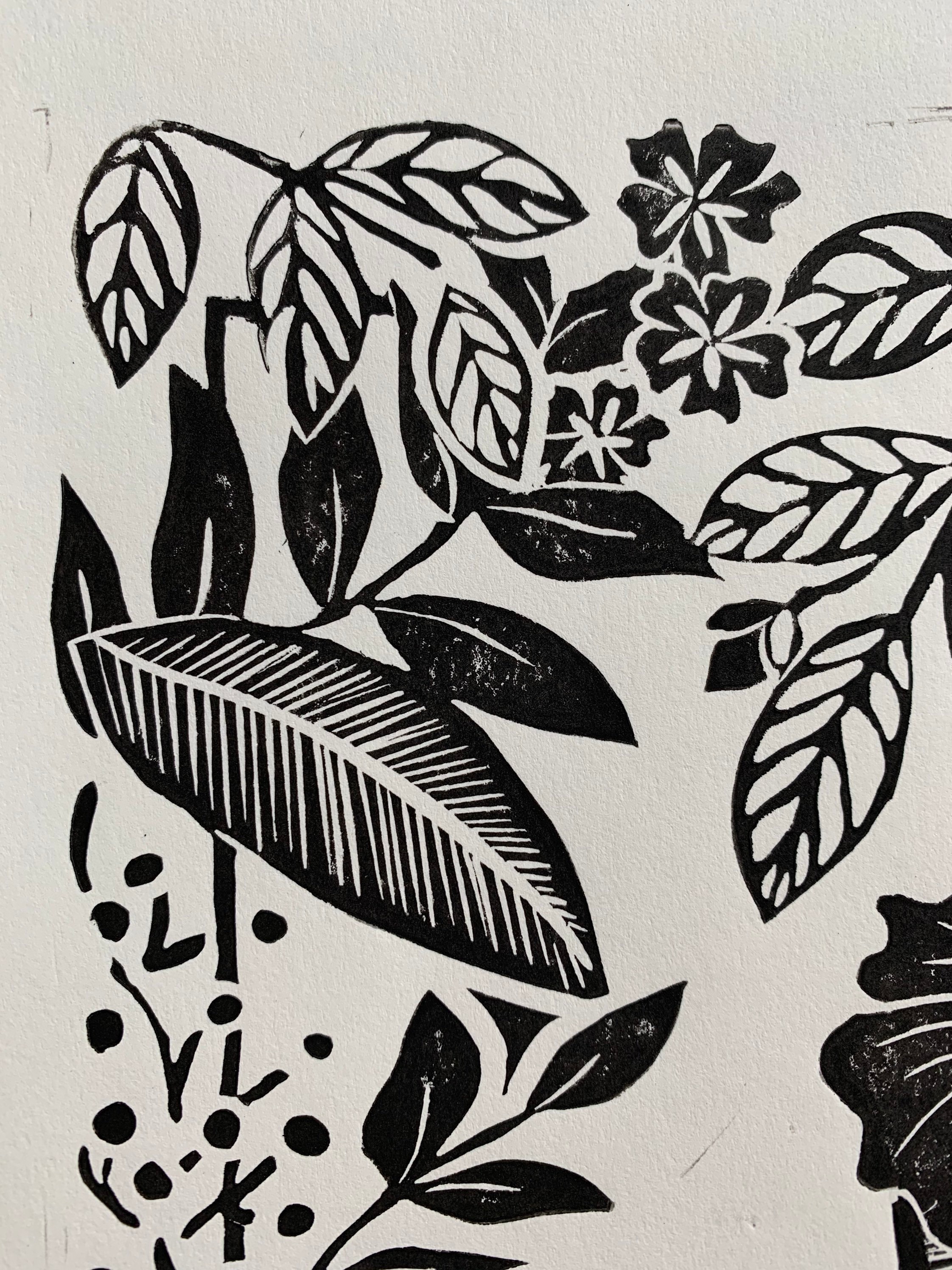 Jungle Print Jungle Lino Print. Jungle Print, Illustration. Hand Carved ...