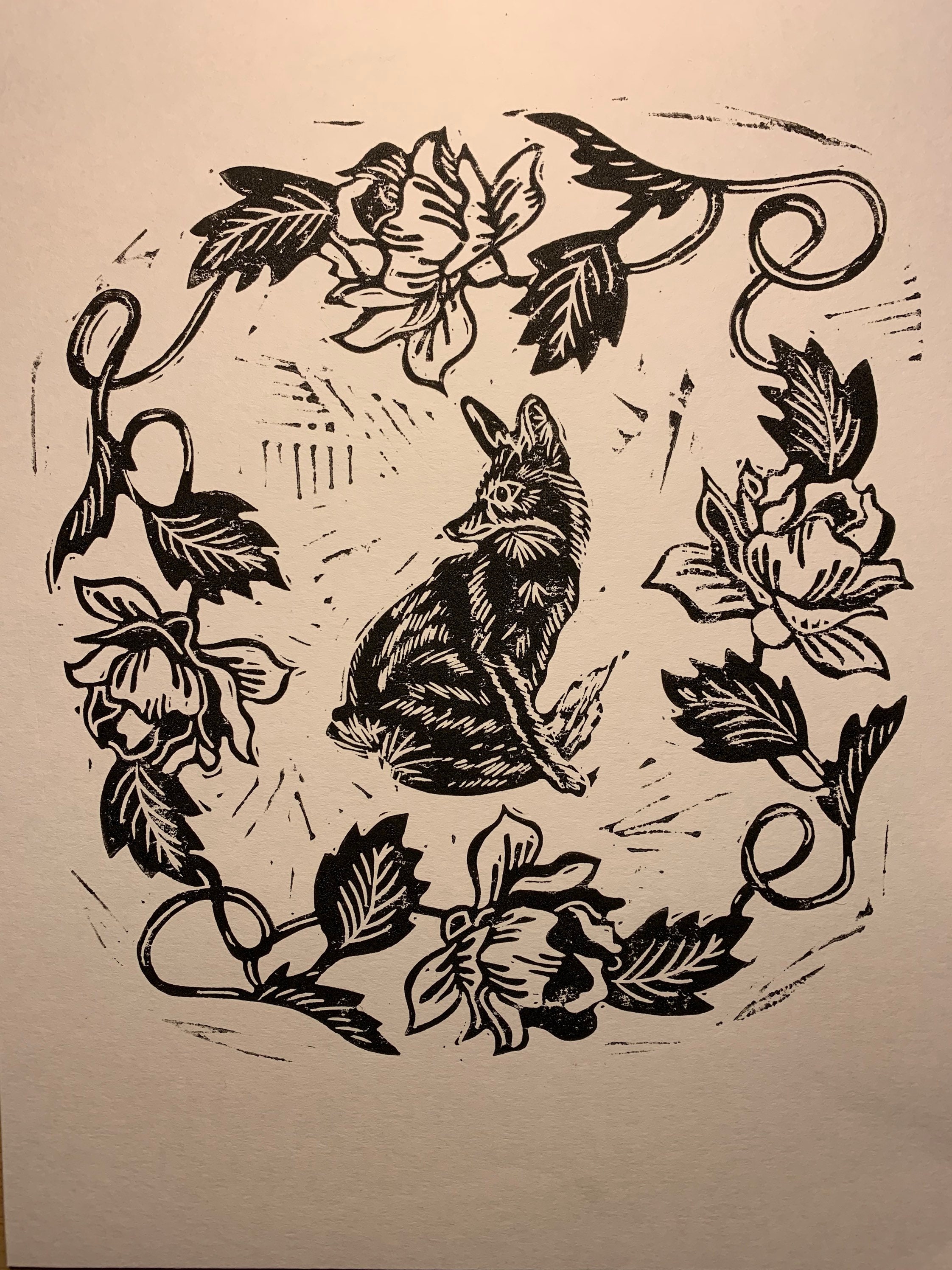 Fox Lino Print Hand Carved Hand Printed Lino Design. Fox - Etsy Denmark