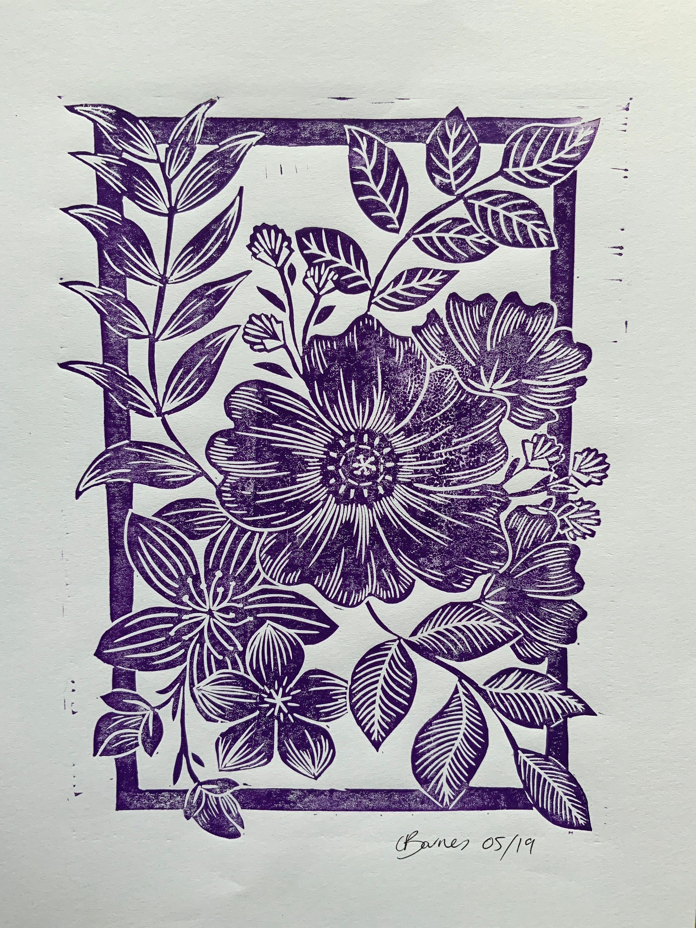 Flower Linoleum Prints