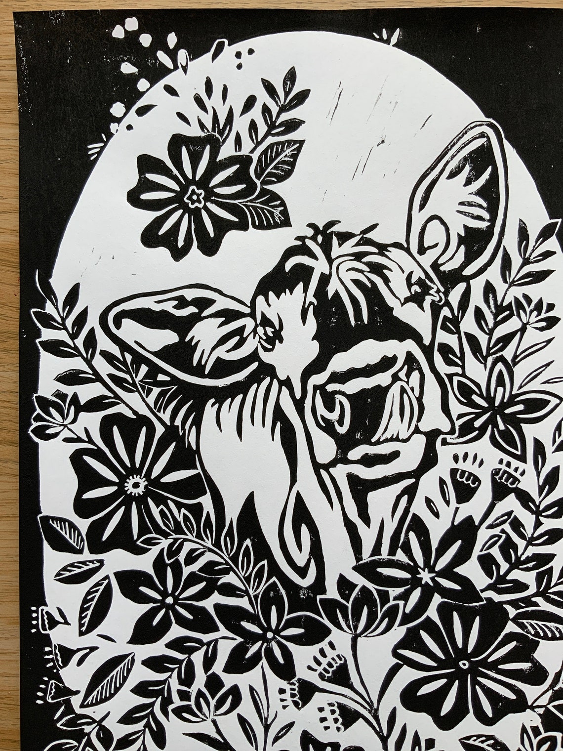Cow Lino Print Daisy Cow. Hand Carved, Hand Printed Lino. Cow ...