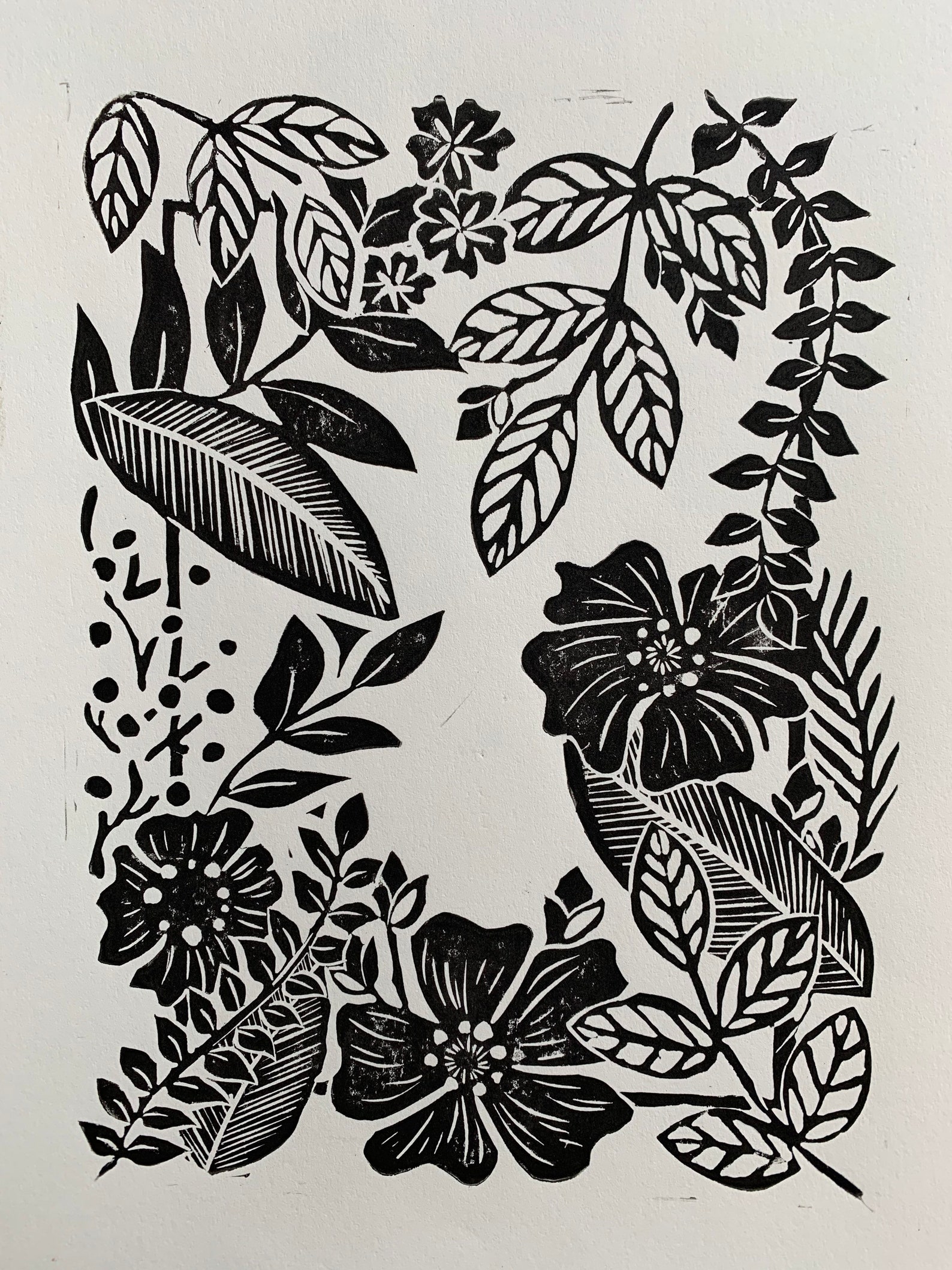 Jungle Print Jungle Lino Print. Jungle Print, Illustration. Hand Carved ...