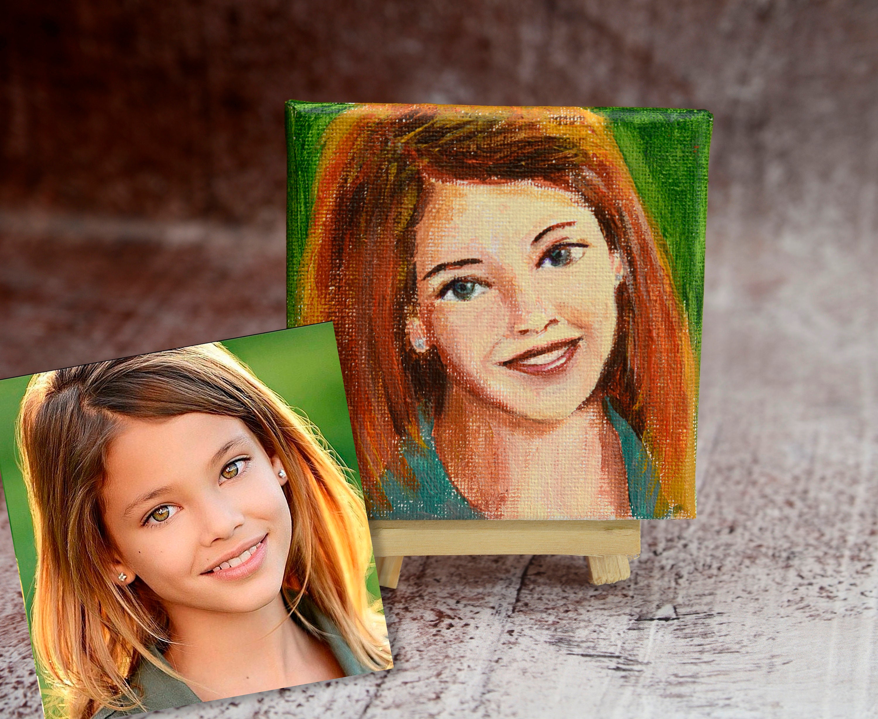 Custom Portrait Painting From Your Photo Mini Portrait 4x4 - Etsy