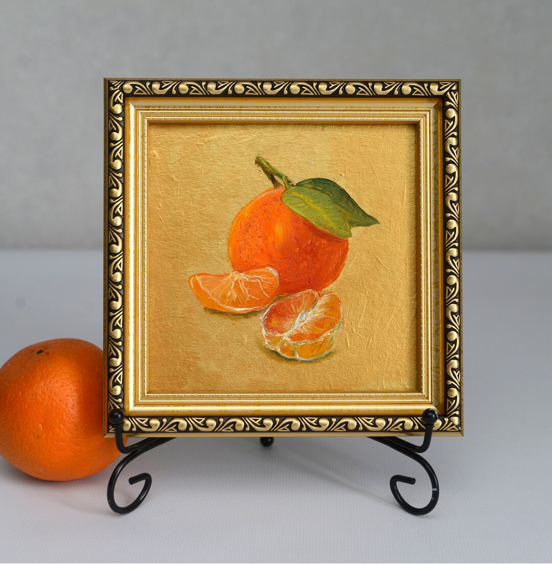 Tangerine Oil Painting .original Fruit Still Life .minimalizm Fruit ...