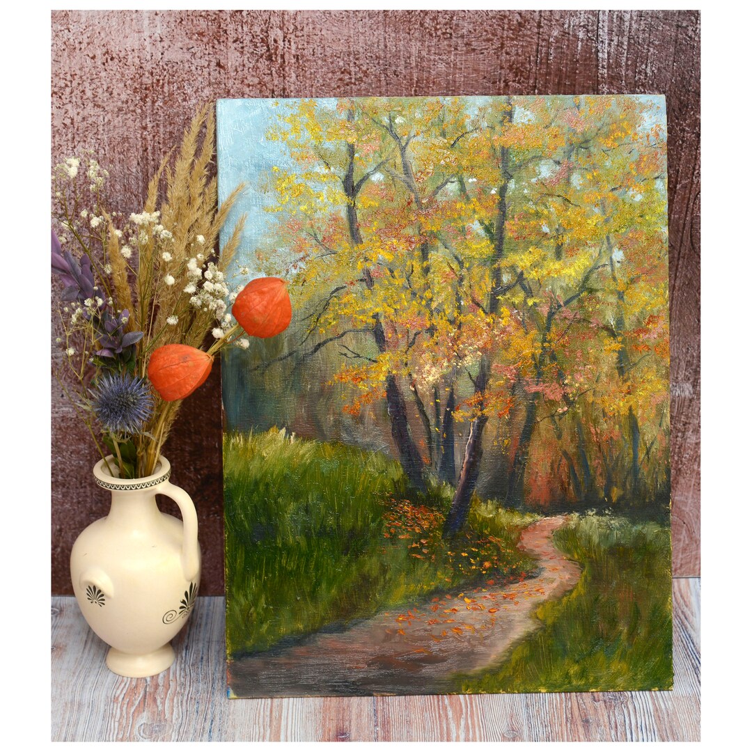 Autumn Forest Painting Autumn Landscape Original Art Yellow Trees ...