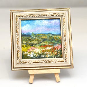Small Landscape Painting in a Frame, Framed Flowers Landscape Artwork ...