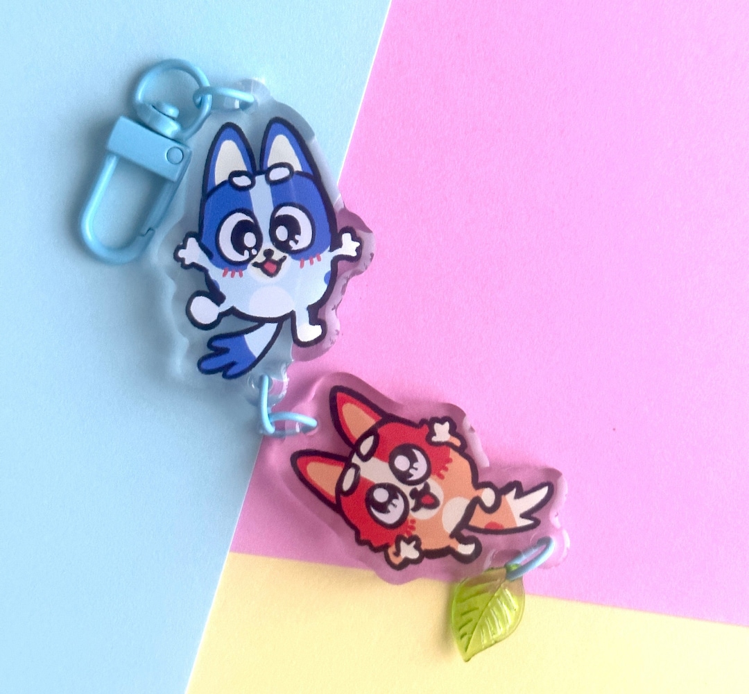 Blue Cute Puppy Linking Keychain - Etsy