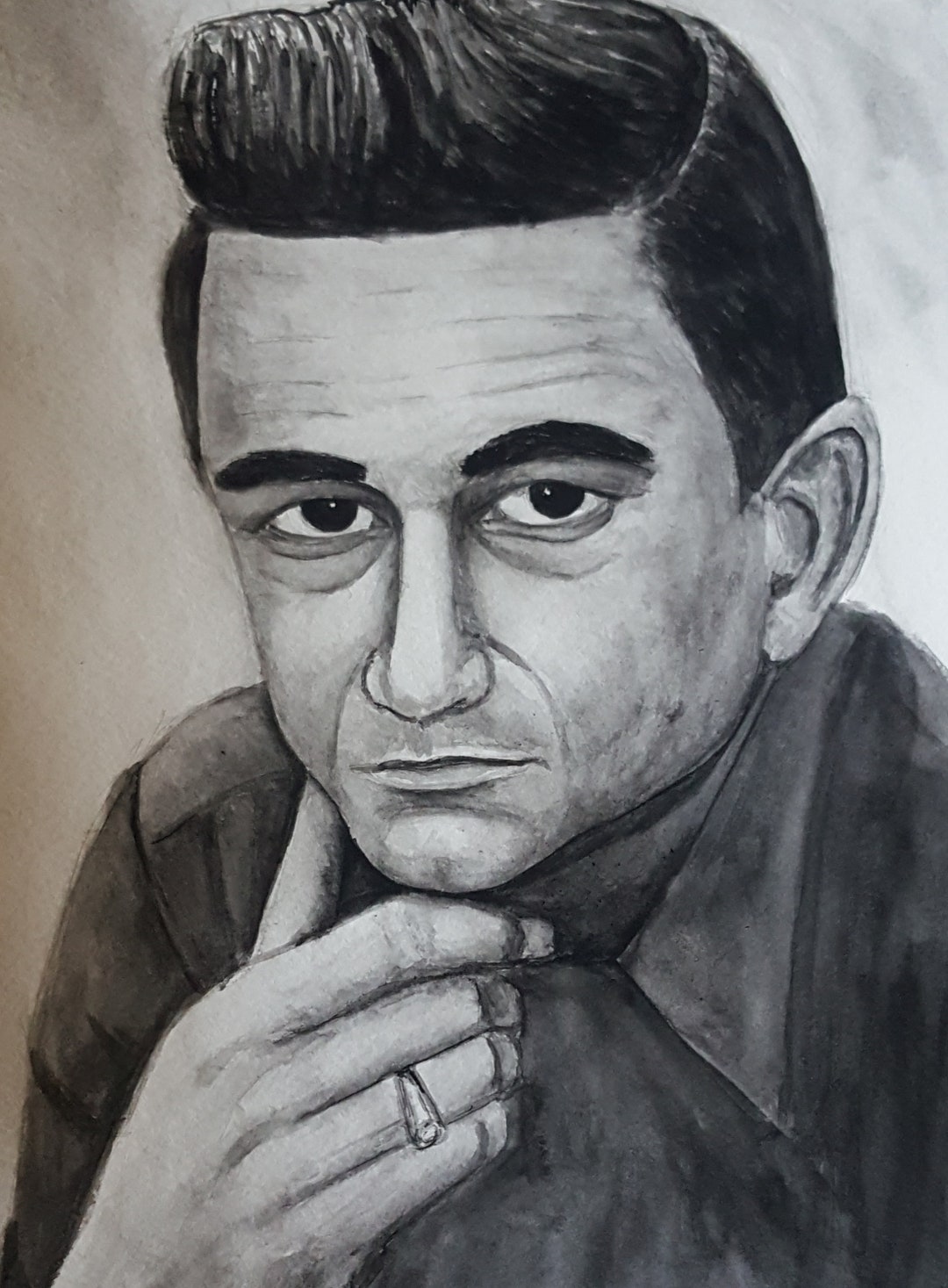 Johnny Cash Portrait by Me. 12x9in. Watercolor on Paper - Etsy