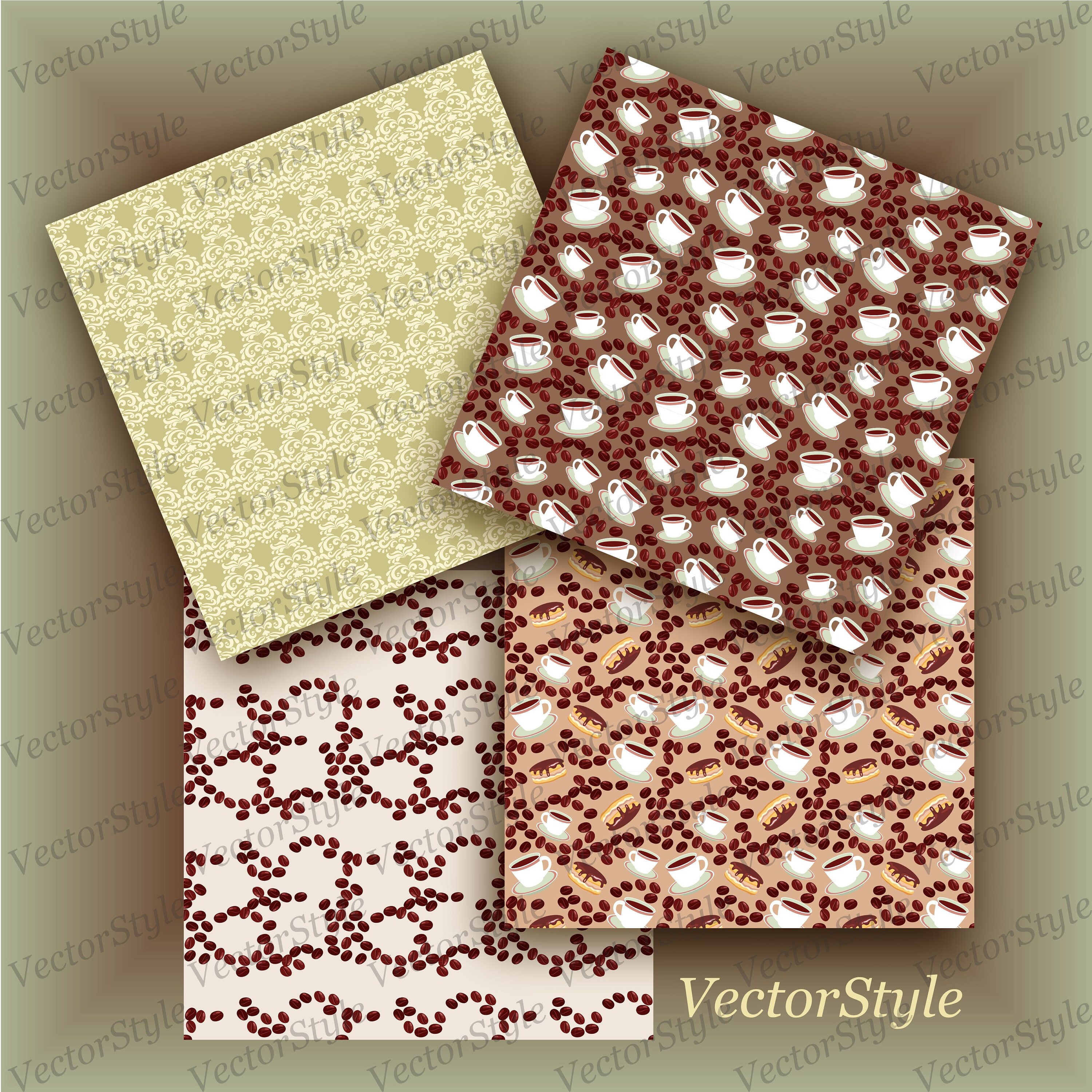 Coffee Paper Pack Coffee Scrapbook Paper Digital Background Seamless ...