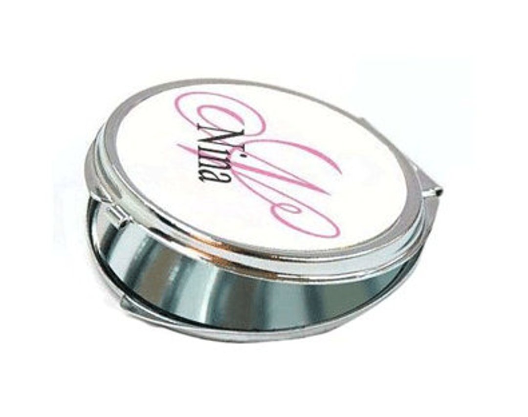 Customized Silver Round Compact Makeup Mirror - Etsy
