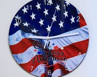 Wooden Clock American Flag - Etsy