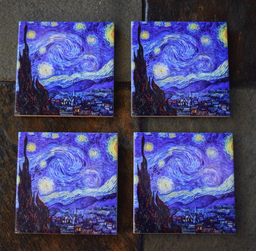 Starry Night Ceramic Coasters - Etsy