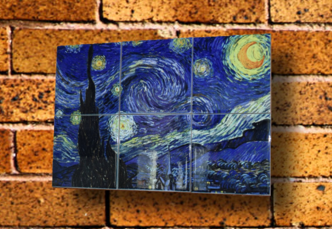 Starry Night Ceramic Tile Mural - Etsy