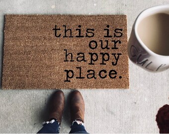 Happy Holidays Welcome Mat Front Porch Decor Cute | Etsy