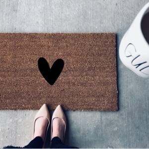 Solid Black Heart Welcome Mat Love Heart Doormat Cute | Etsy