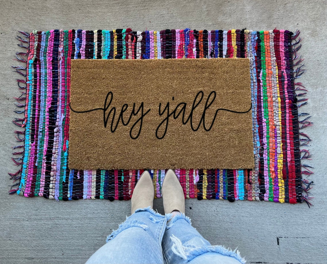 Hey Y’all | Welcome Mat | Cute Doormat | Housewarming Gift | Gift Idea ...