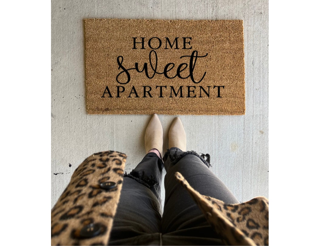 Home Sweet Apartment Welcome Mat Front Porch Decor Cute Doormat Wedding ...