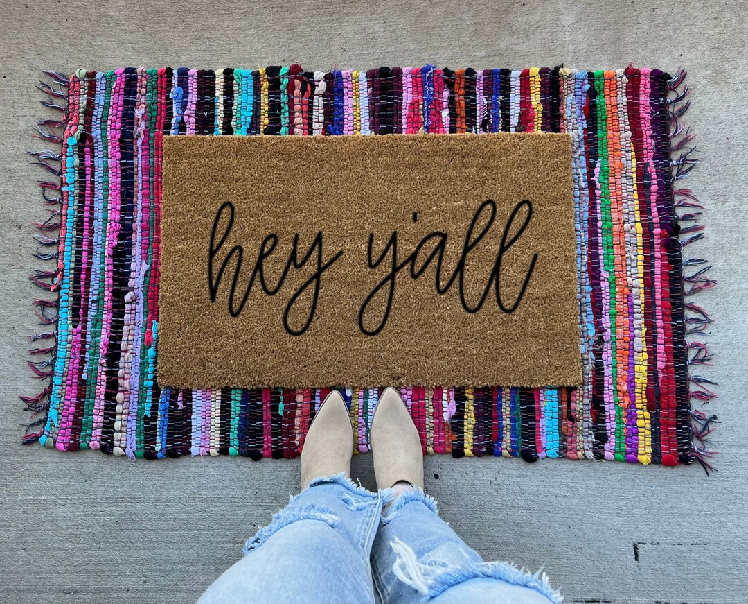 Hey Yall Welcome Mat Cute Doormat Gift Ideas Wedding Doormat TX Porch ...