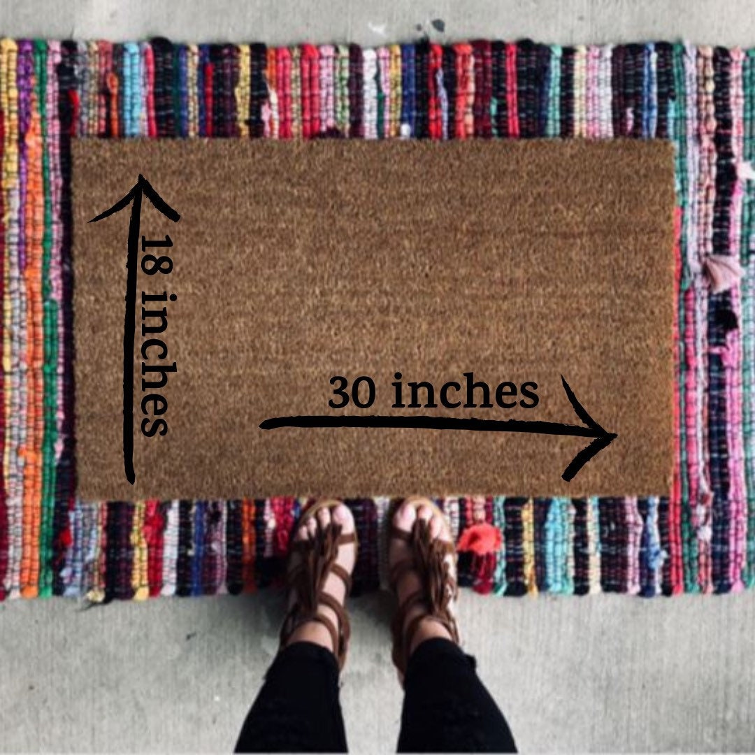 Welcome With Heart and Initials Welcome Mat Front Porch - Etsy