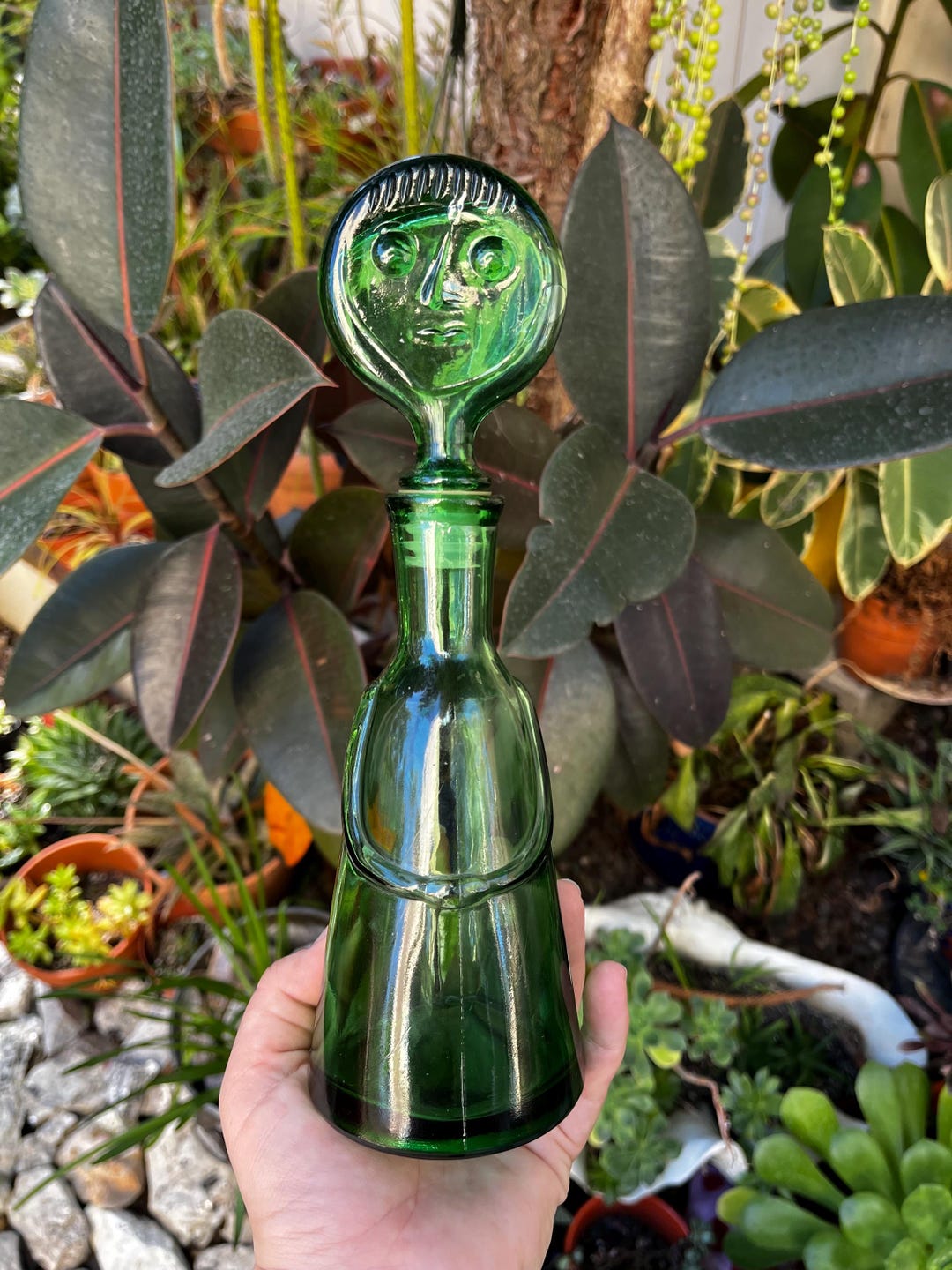 Green Face Glass Decanter - Etsy
