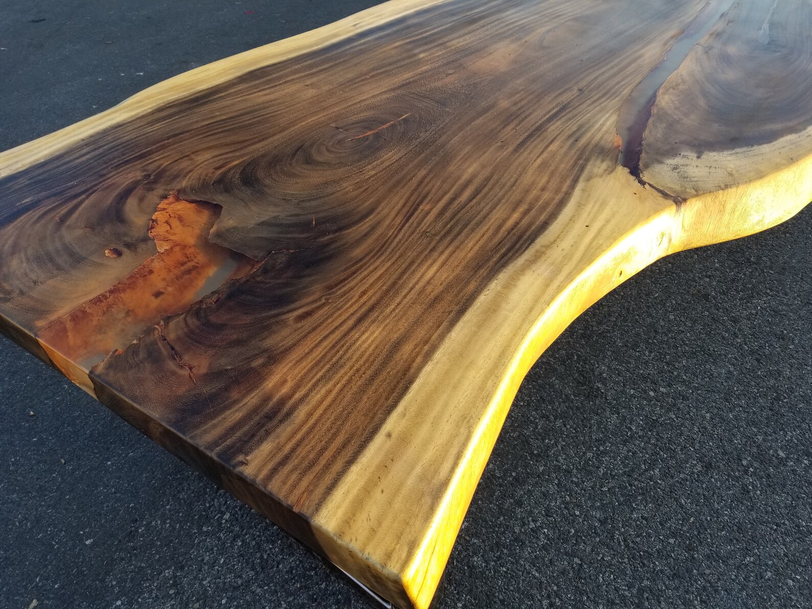 96l Custom Stained Solid Slab Acacia Wood Table - Etsy
