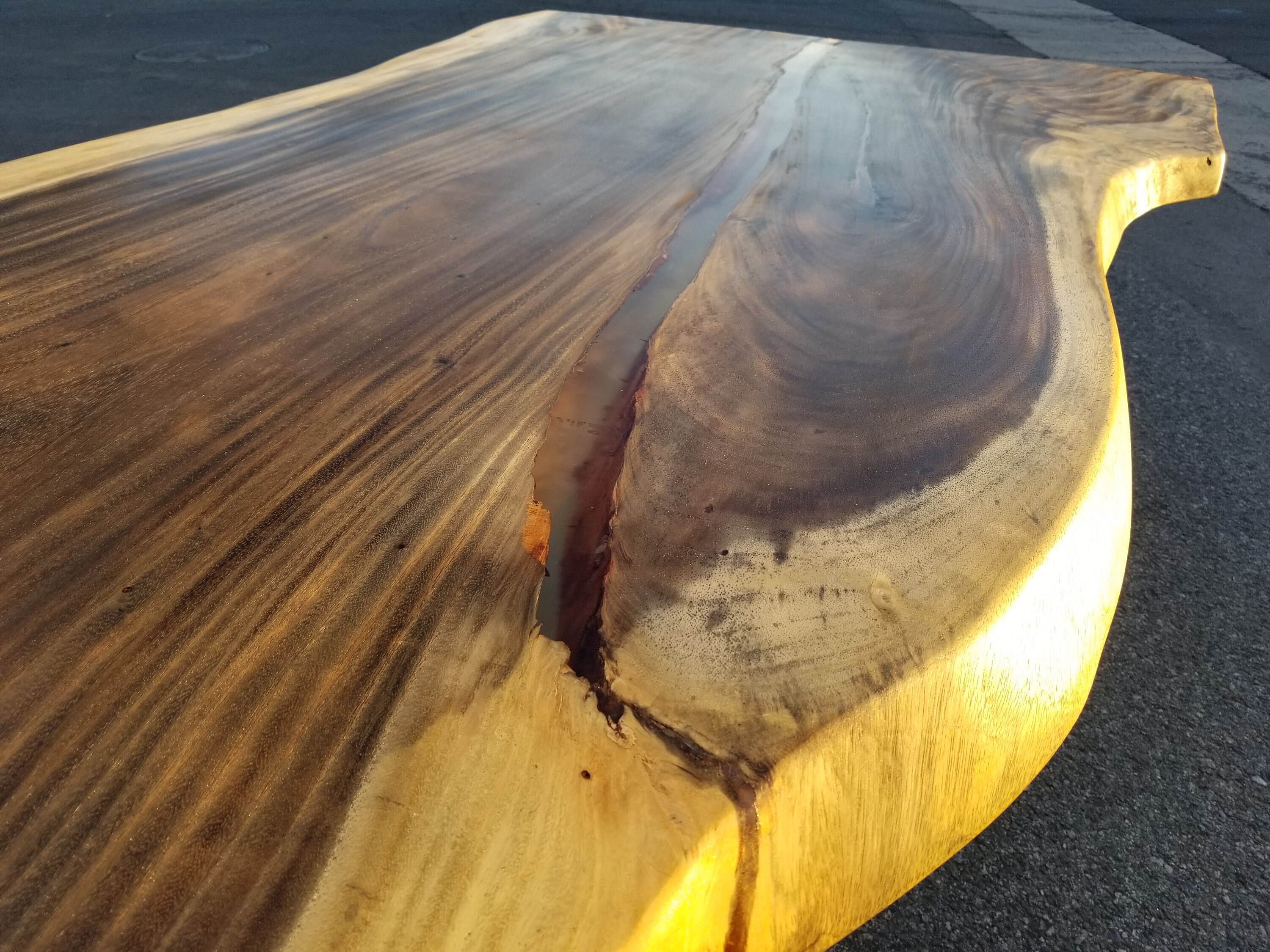96l Custom Stained Solid Slab Acacia Wood Table - Etsy