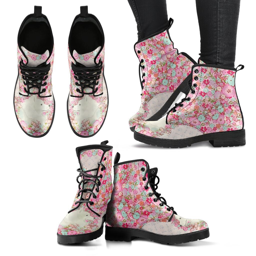 Spitz Leather Boots Pink Floral Spitz Boots Gift for Spitz - Etsy UK