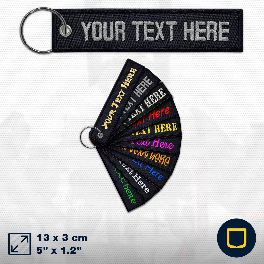 Embroidered KEYCHAIN Custom Jet Tag Text Double Sided Flight Tag ...