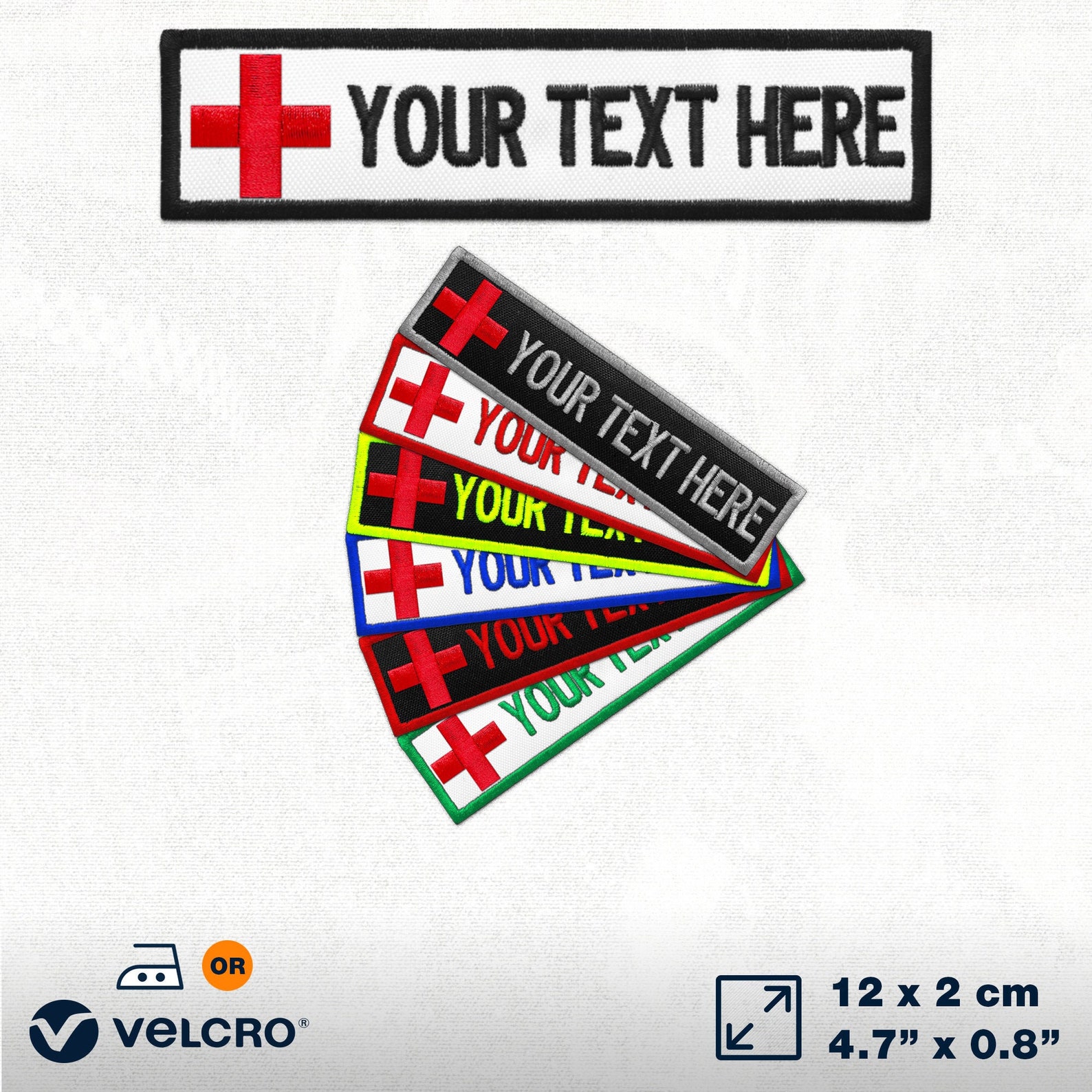 Custom Red Cross Medical Patch Name Tag First Aid Medical Patch EMT EMS ...