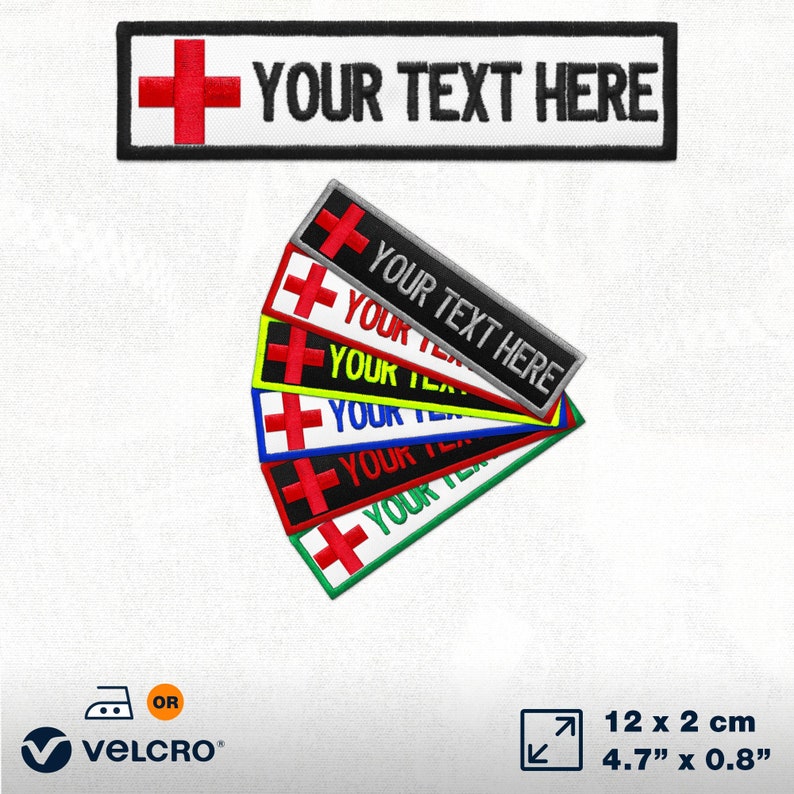 Custom Red Cross Medical Patch Name Tag First Aid Medical Patch EMT EMS ...