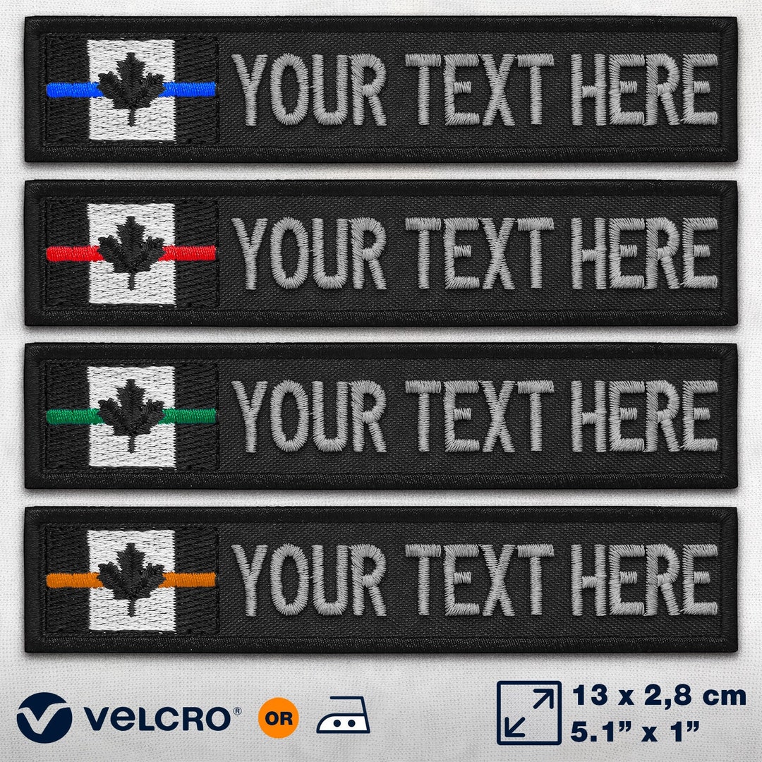 CANADA Thin Blue Line Patch Personalized Text Embroidered Name Tag ID ...