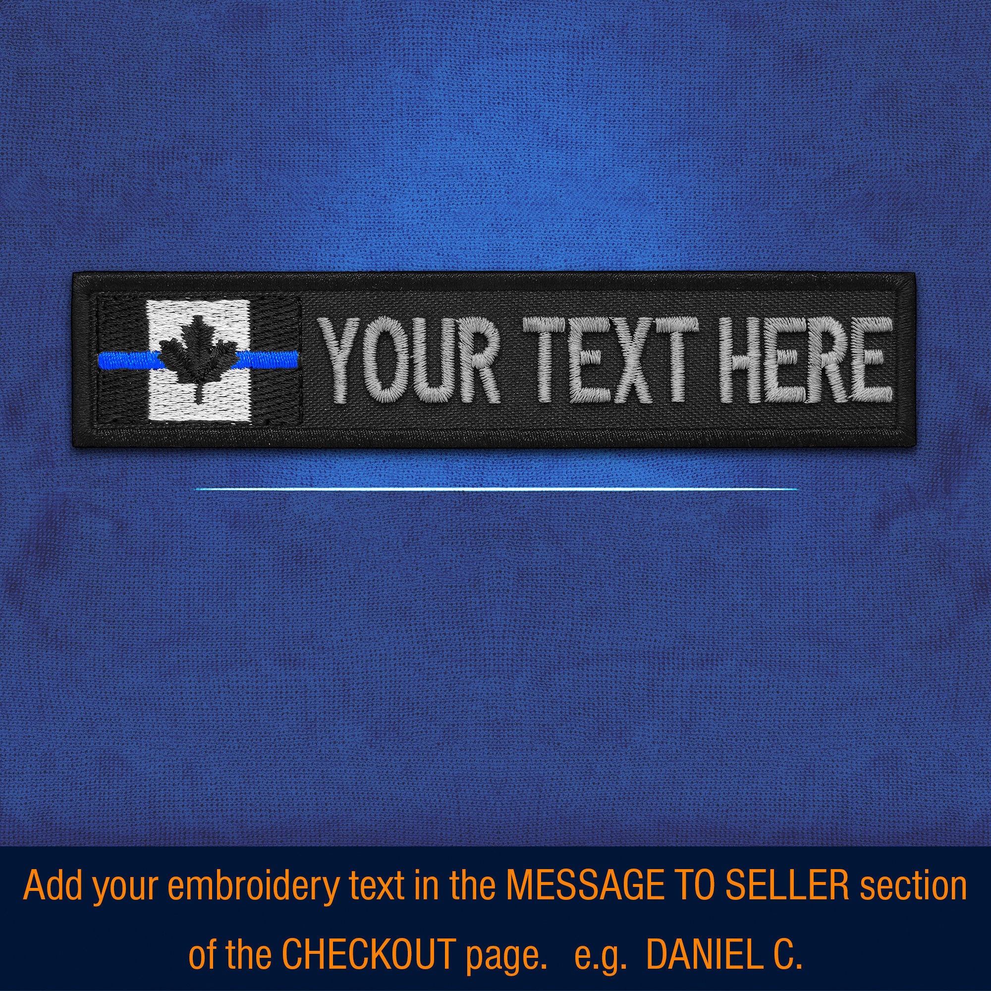 CANADA Thin Blue Line Patch Personalized Text Embroidered Name Tag ID ...