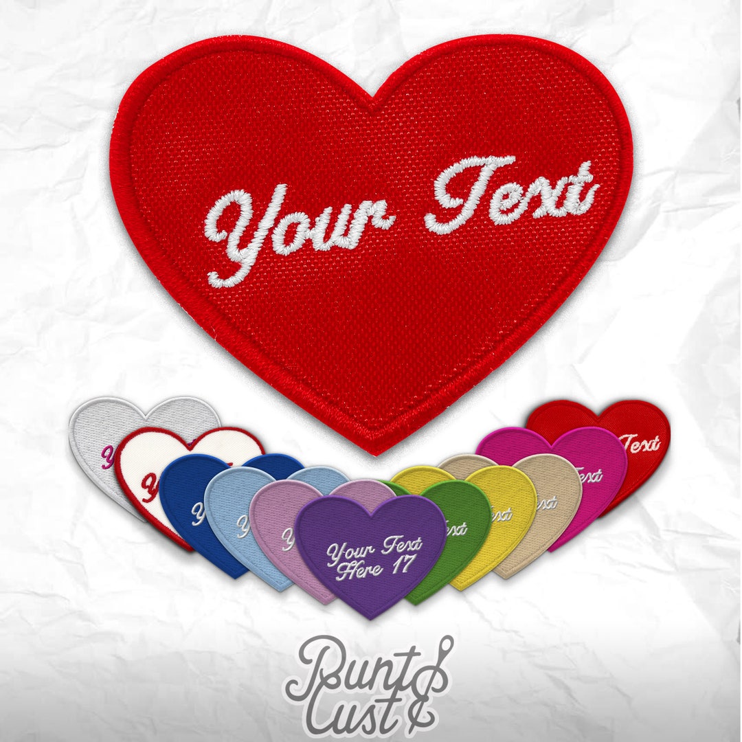 Custom Heart Patch Embroidered Personalized Text Name Date Name ...