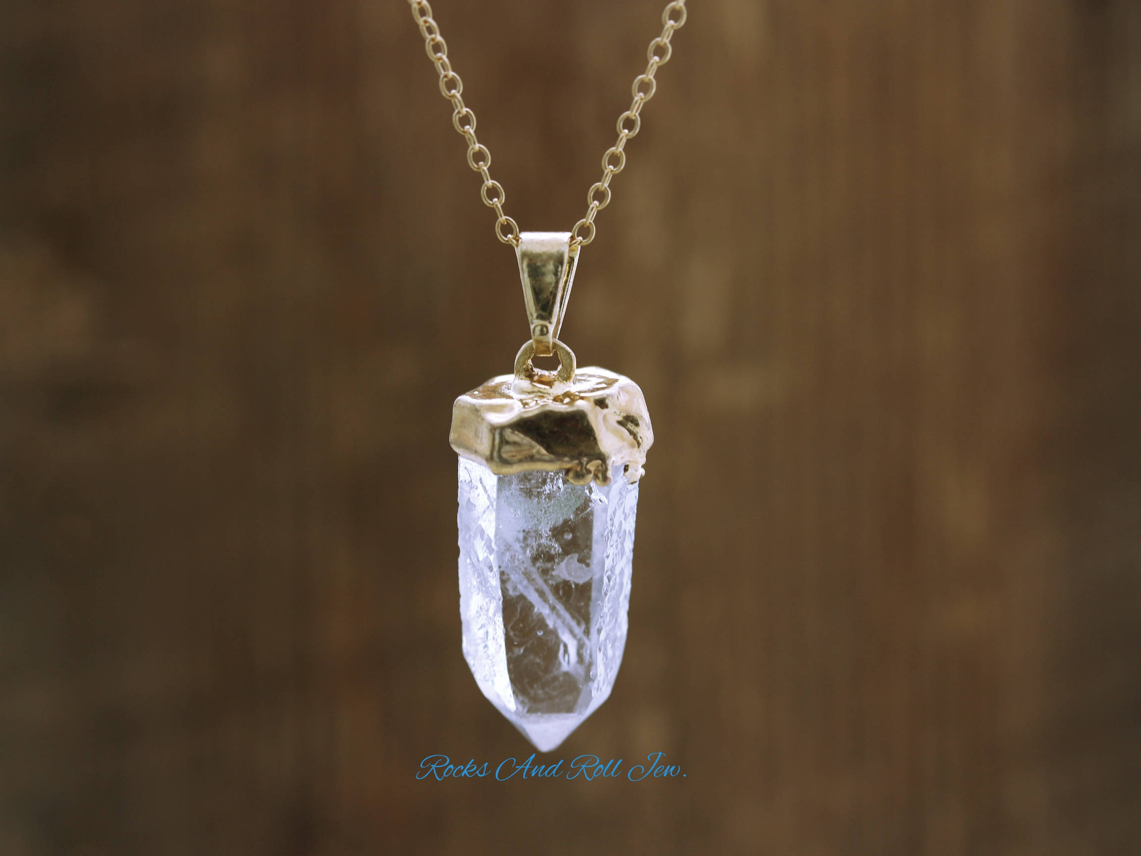 Gold Quartz Necklace. Raw Clear Quartz Necklace. Master Healer, Rough ...