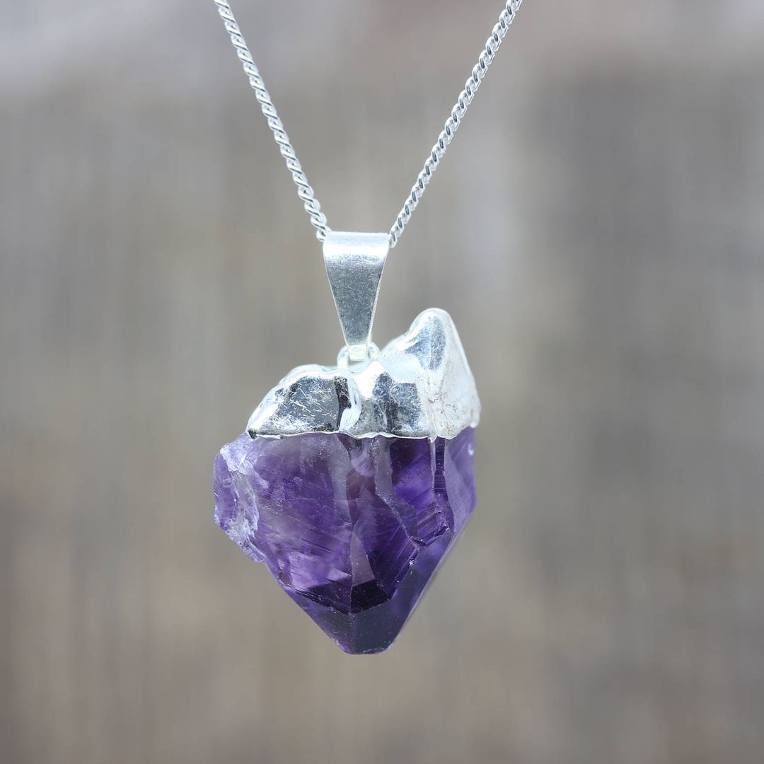 Sterling Silver February Birthstone Necklace. Genuine Amethyst. Real ...