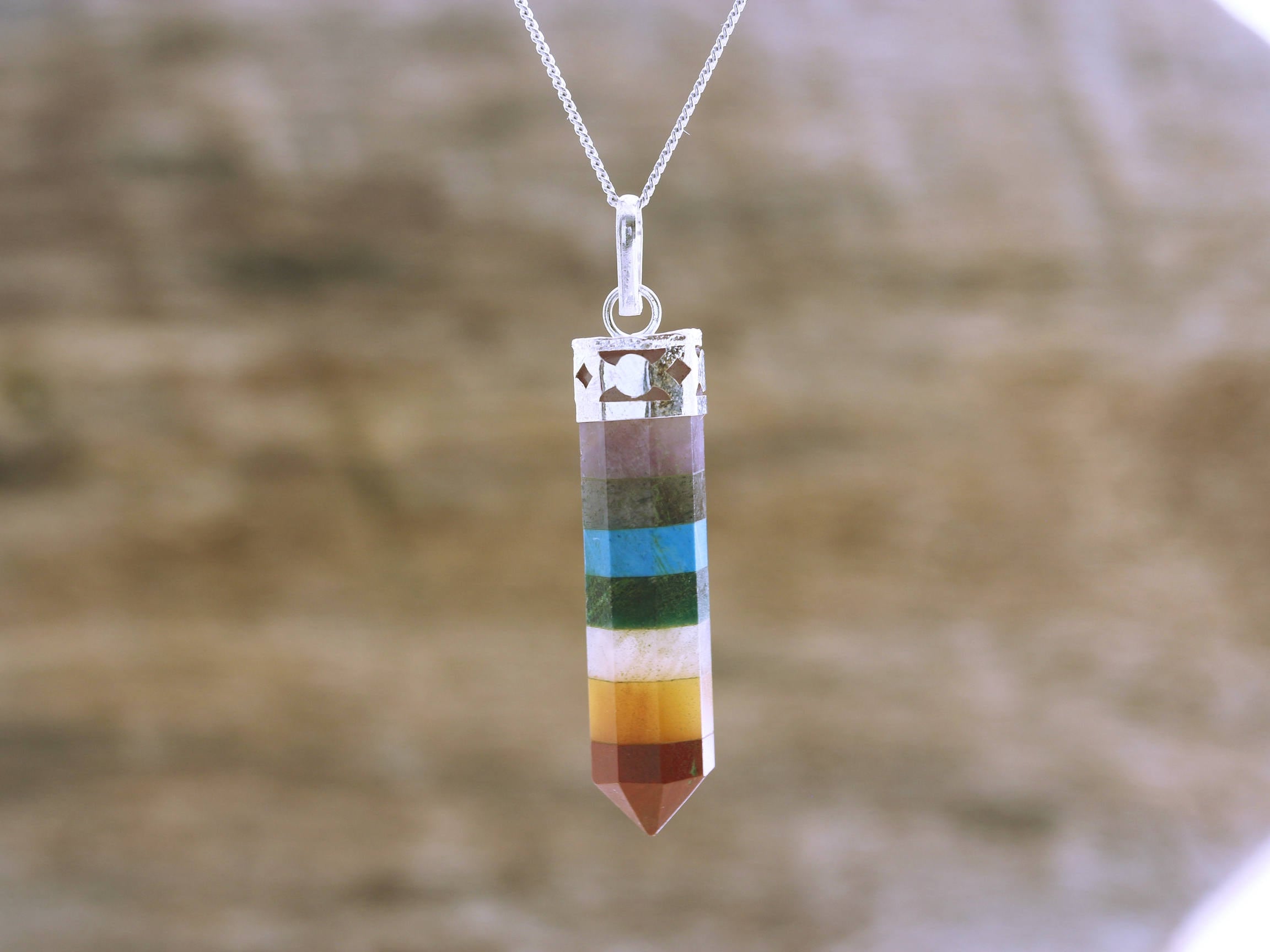 Chakras Necklace" Choose Sterling Silver Chain With 7 Chakras Charm ...