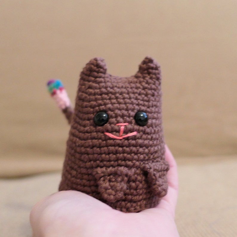 Mini Crocheted Dumpling Kitty/cat/ in the Color Brown W/pink - Etsy