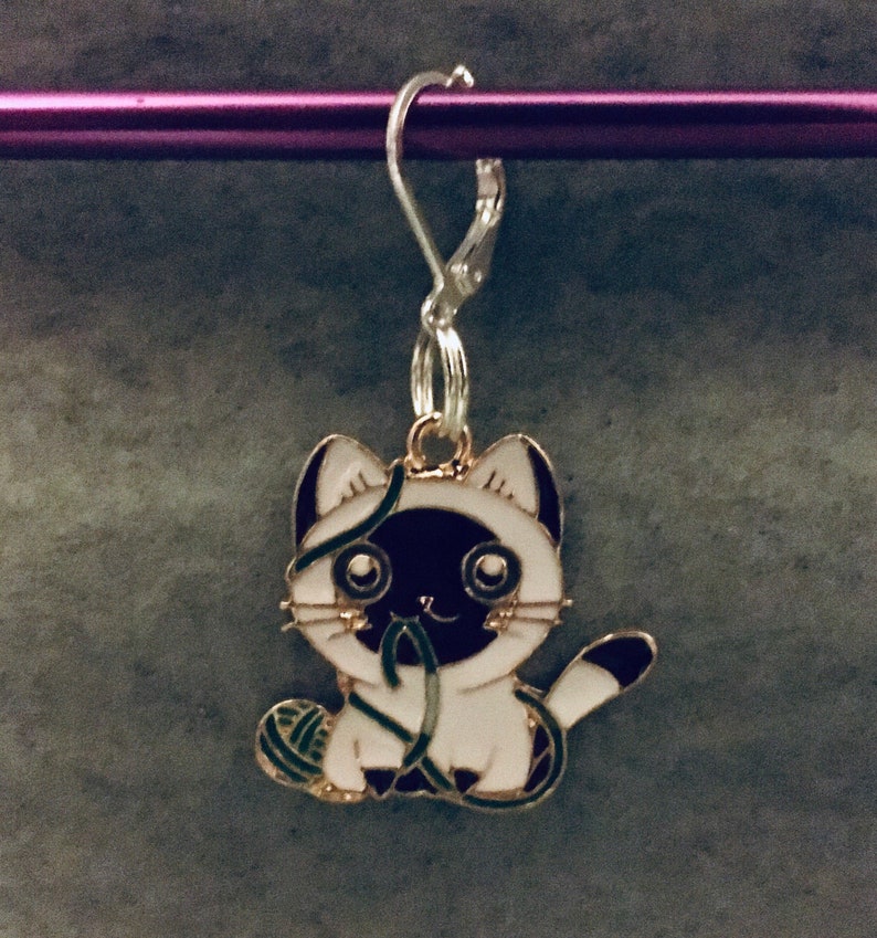 Cat With Yarn Ball/ Stitch Marker/charm/zipper Charm/key Chain - Etsy