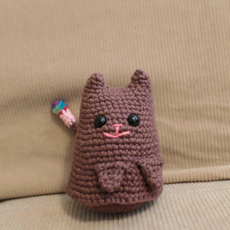Mini Crocheted Dumpling Kitty/cat/ in the Color Brown W/pink - Etsy