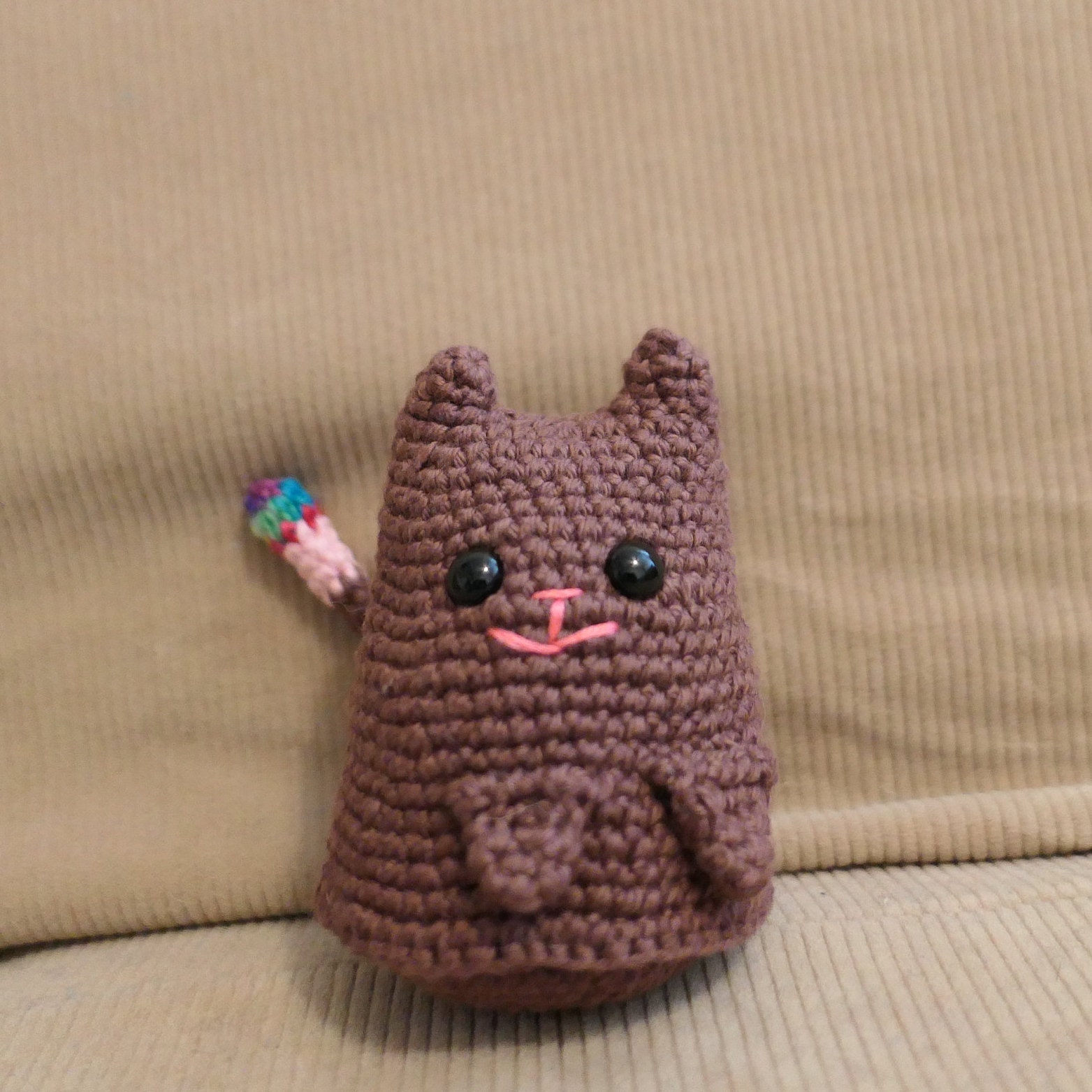 Mini Crocheted Dumpling Kitty/cat/ in the Color Brown W/pink - Etsy
