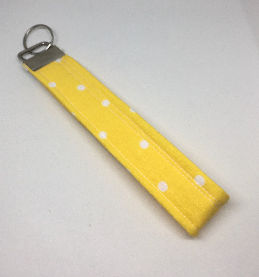 Key Fob Wristlet/in Yellow Poka Dot Fabric/key Fob Wristlet/keychain - Etsy