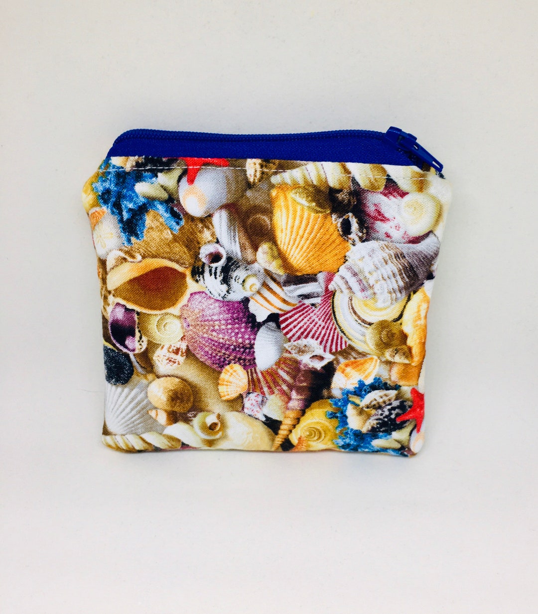 Small/mini Zipper Pouch/bag/in Sea Shell Print/coin/money Pouch/notions ...