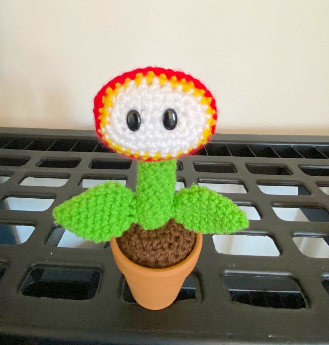 Small Fire Flower in A Terra Cotta Pot/small Crocheted Fire Flower in A ...