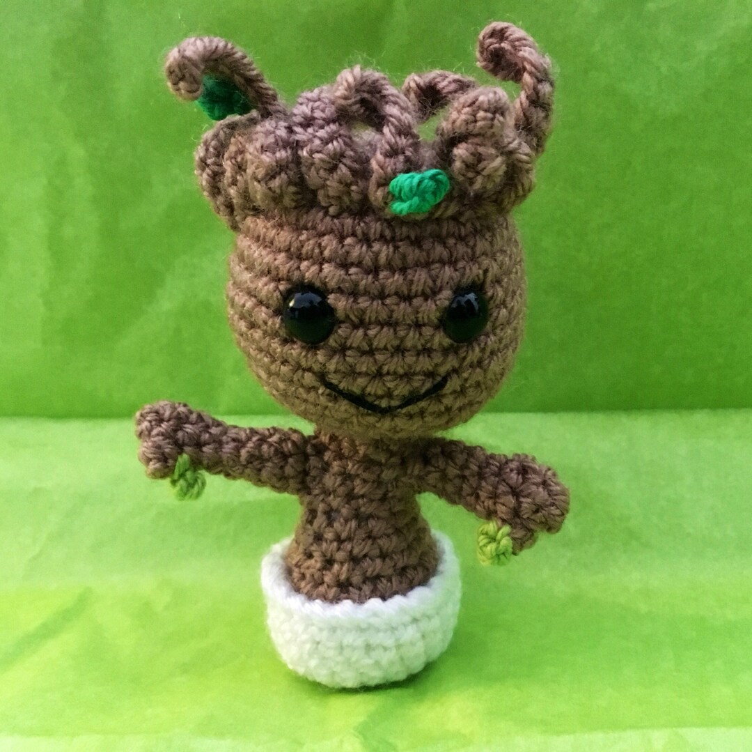 Mini Groot / Mini Groot in A Mini White Pot / Crocheted Mini Stuffed ...