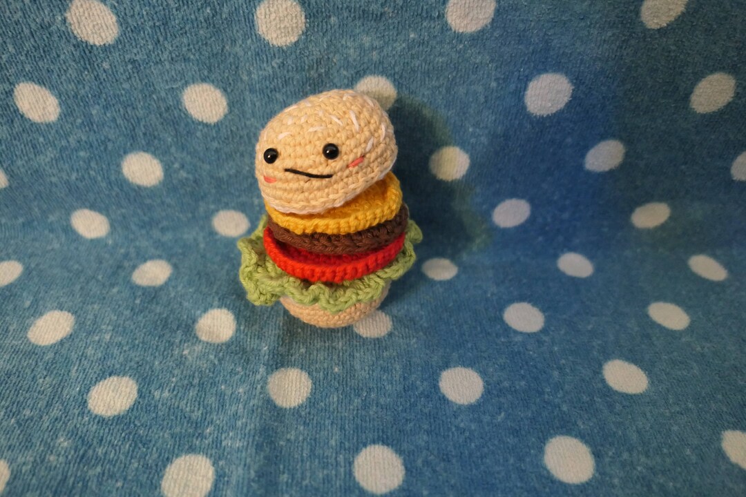 Mini Cheese Burger Stuffed Toy Kawaii Amigurumi Styled - Etsy