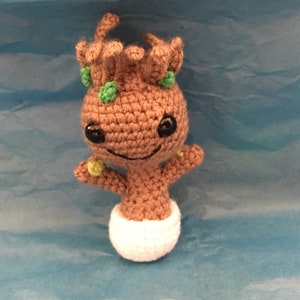 Mini Groot / Mini Groot in A Mini White Pot / Crocheted Mini Stuffed ...