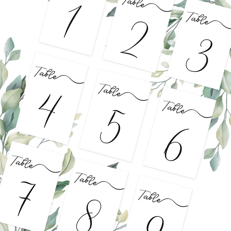 Digital Download Event Table Cards Numbered 1-20. 4 X 6 In. | Etsy