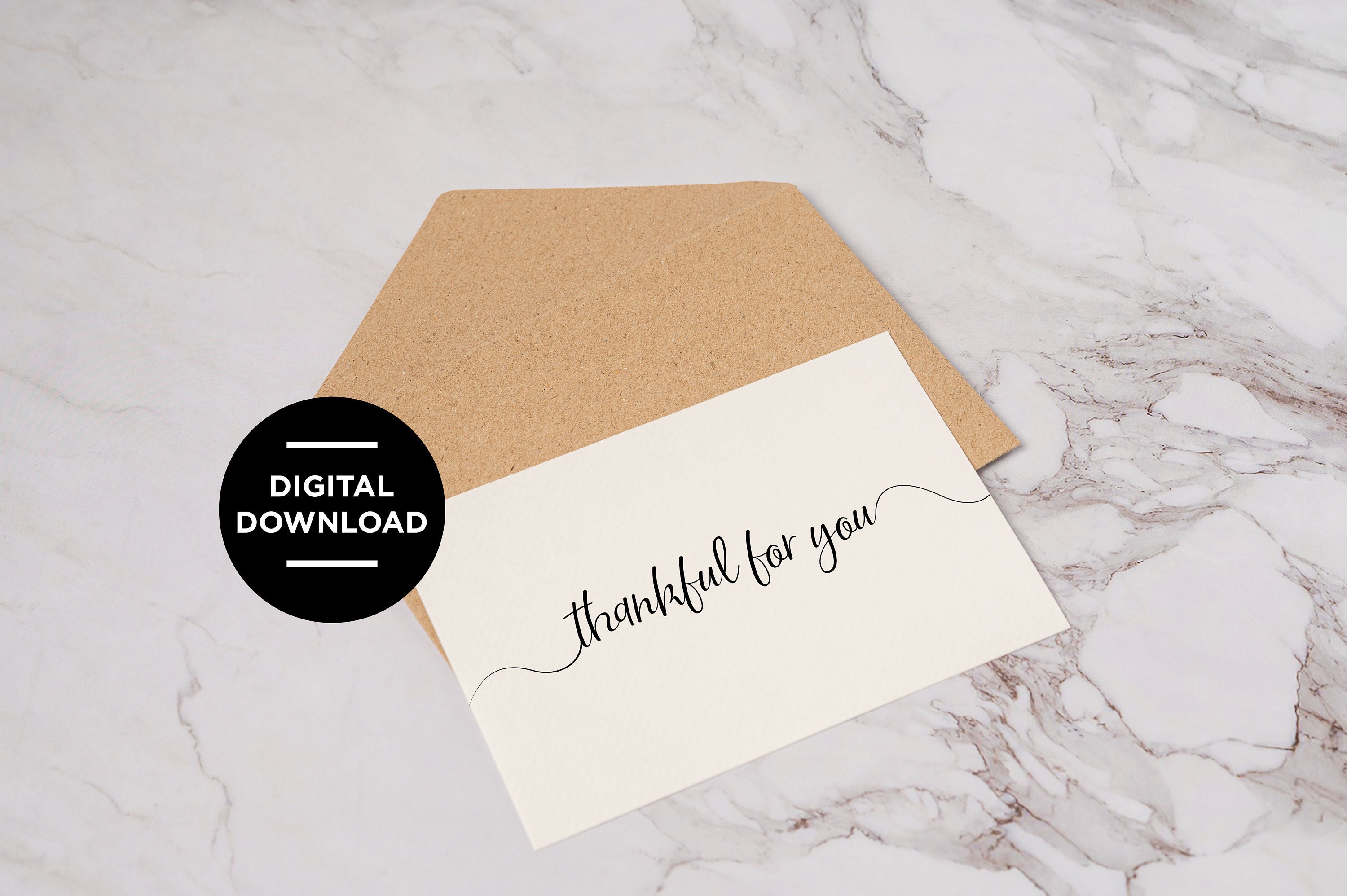 Thankful for You Greeting Card, Printable Card, Folded 5x7 and 4x6 ...