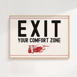 Exit Your Comfort Zone Poster, Motivational Wall Art, Retro Office ...